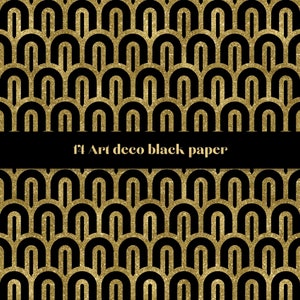 Art Deco Black Digital Paper, Seamless Paper, Gold Art Deco, Gold ...