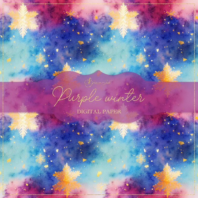 Purple Winter Digital Paper Seamless Pattern Pink - Etsy