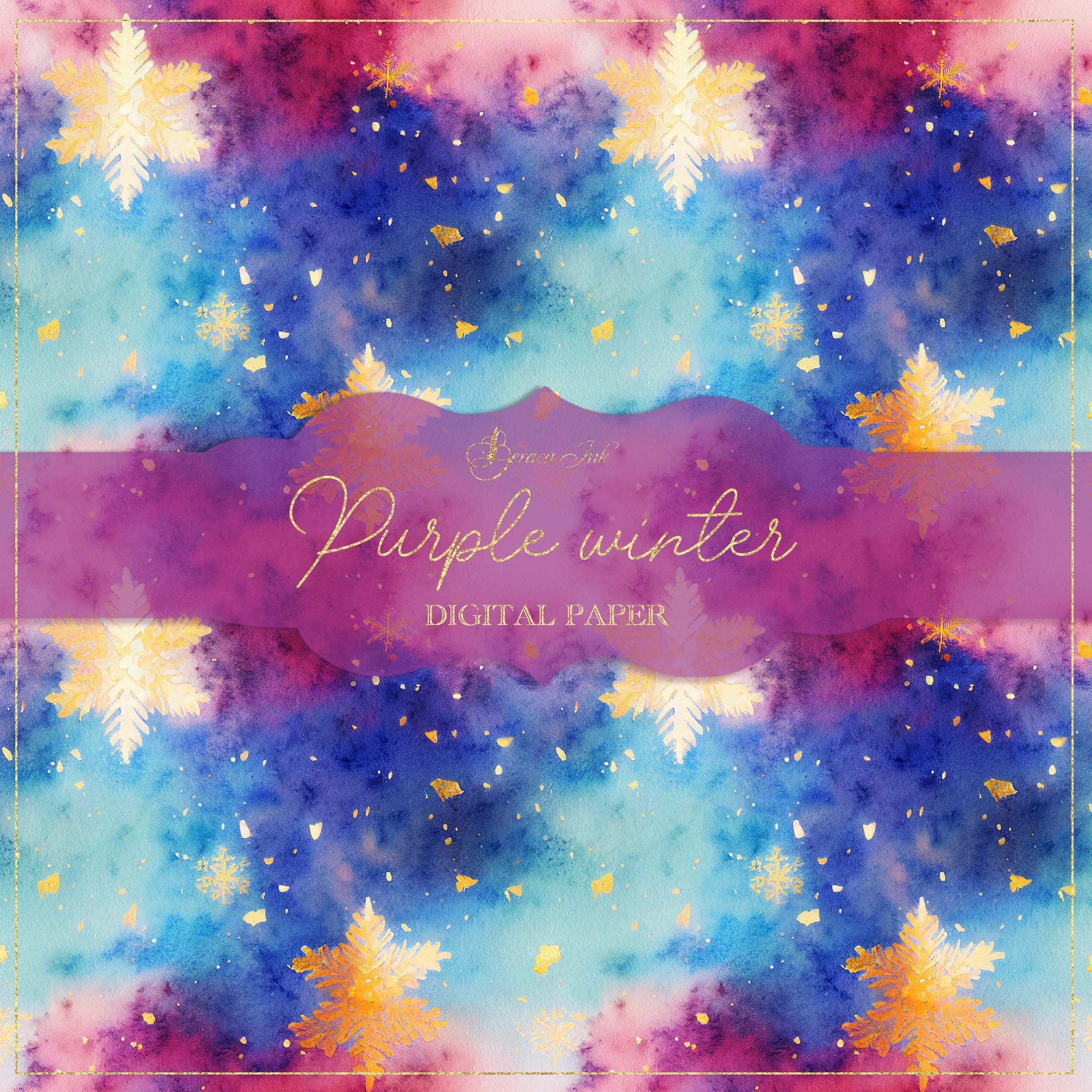 Purple Winter Digital Paper Seamless Pattern Pink - Etsy