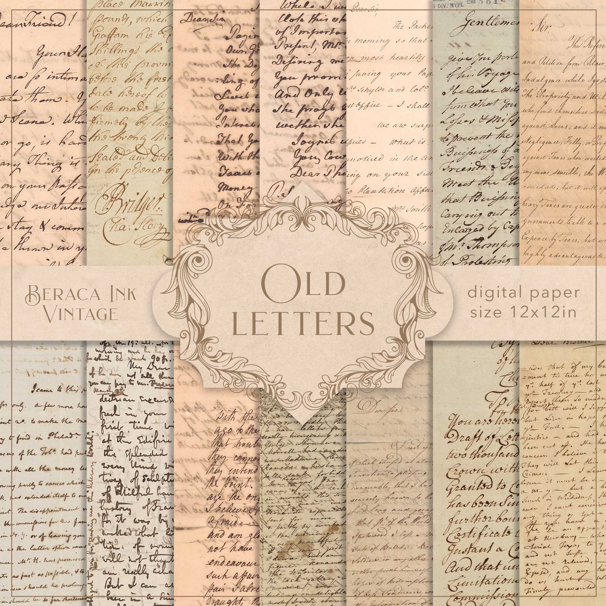 Old Letters Digital Paper Antique Documents Ephemera Paper - Etsy