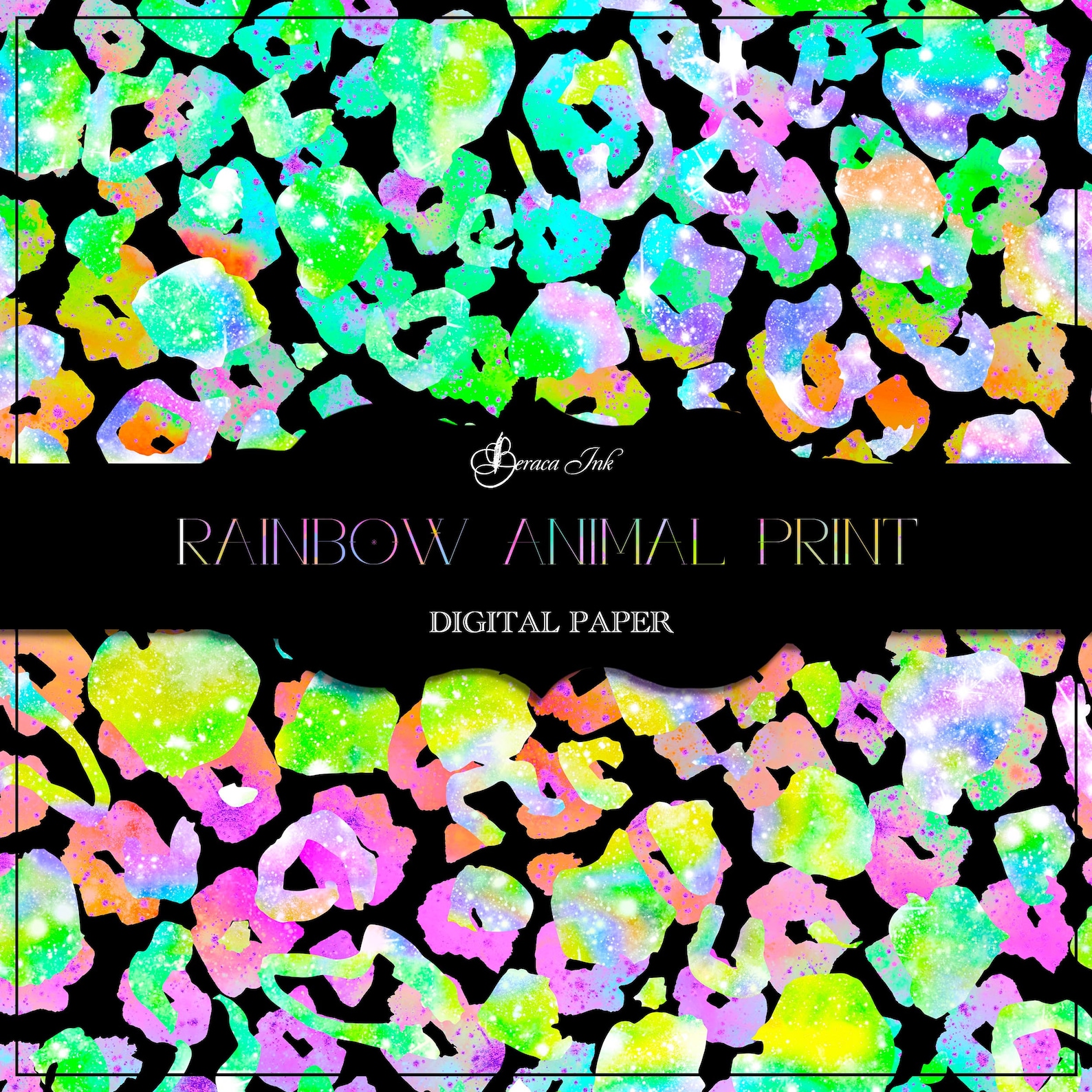 Rainbow Animal Print Digital Paper, Seamless Pattern, Leopard Spots ...