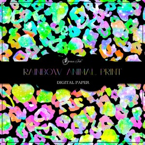 Rainbow Animal Print Digital Paper, Seamless Pattern, Leopard Spots ...