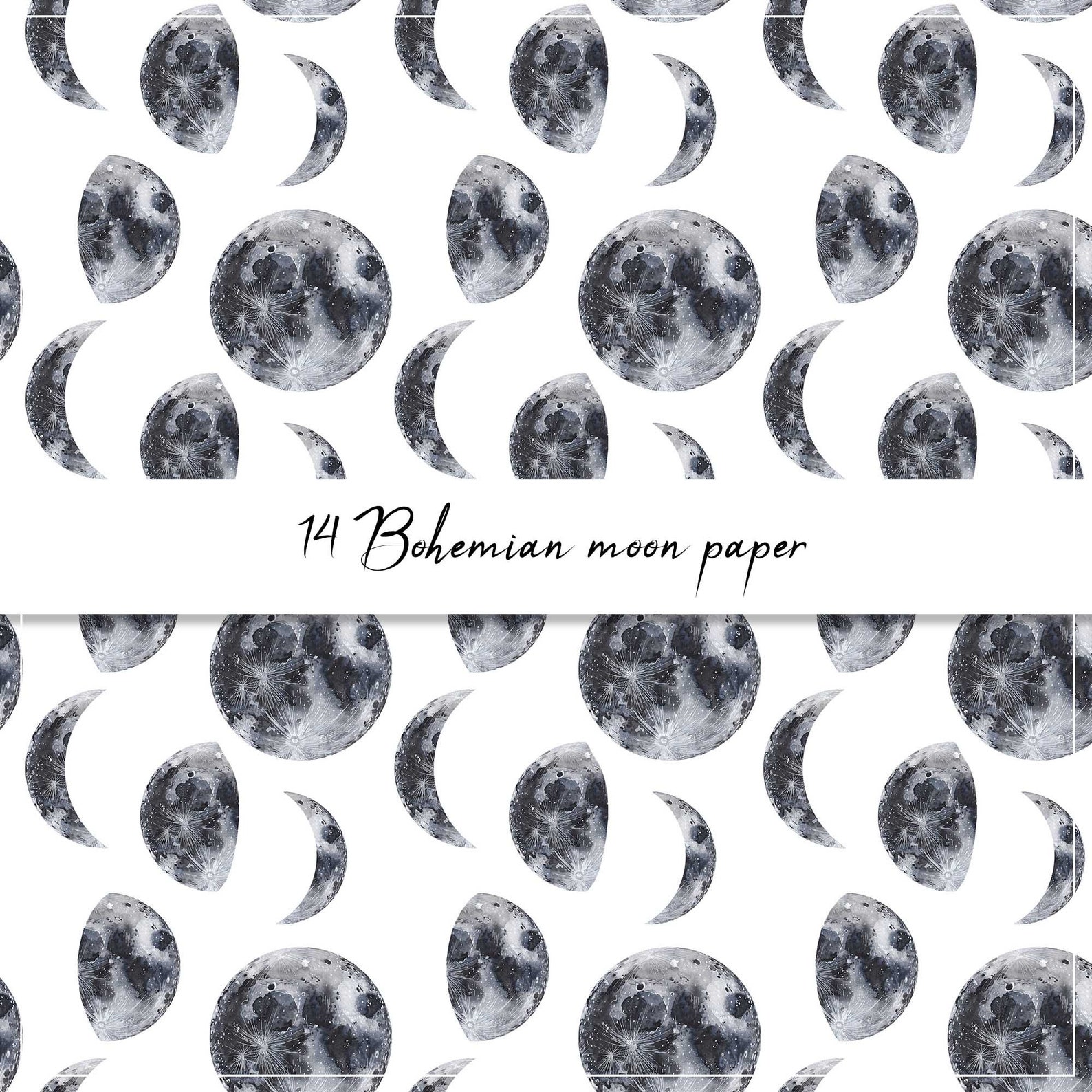 Bohemian Moon Digital Paper Seamless Pattern Cosmic - Etsy