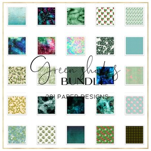 Green Shades BUNDLE Digital Paper, Green Wallpaper, Green Galaxy Paper ...