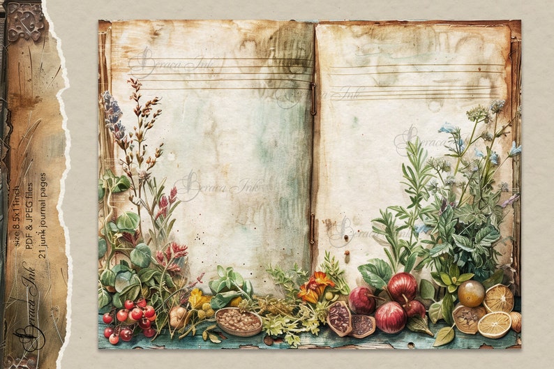 Vintage Farm Journal Pages, Rustic Digital Journal, Thanksgiving ...