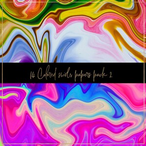 Colored Swirls Digital Paper, Liquid Marble Paper, Scrapbooking Pattern ...