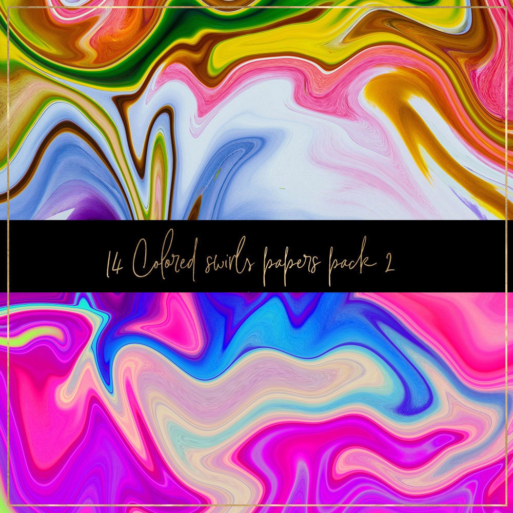 Colored Swirls Digital Paper Liquid Marble Paper - Etsy