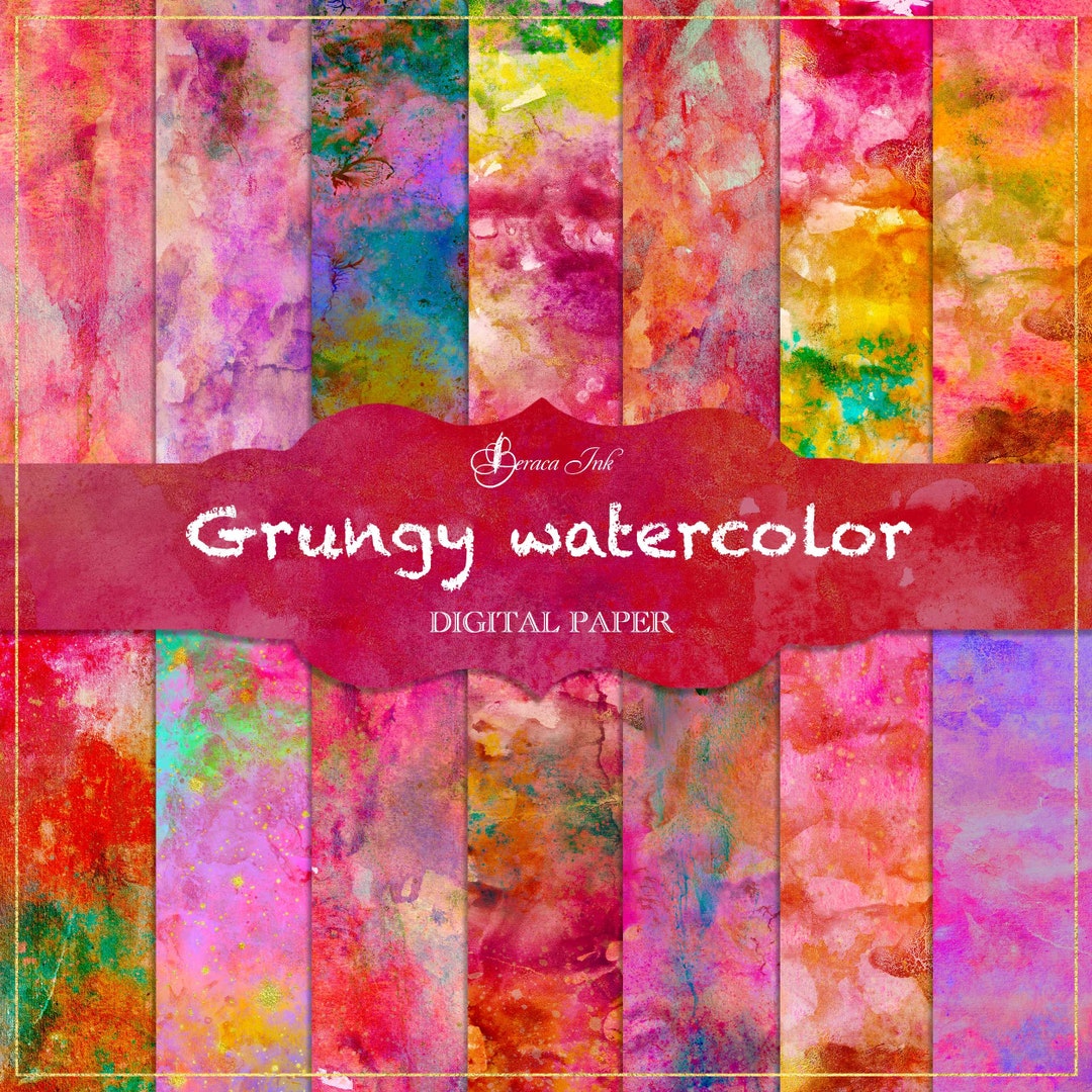 Grungy Watercolor Digital Pape, Grunge Watercolour, Colorful Background ...