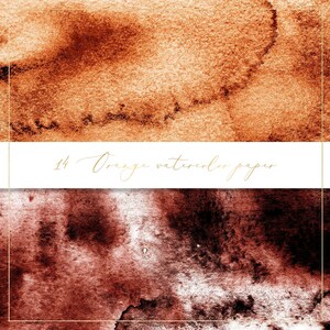 Orange Watercolor Digital Paper, Brown Background, Boho Watercolor ...