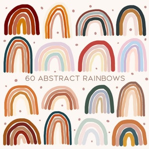 Boho Modern BUNDLE Digital Paper, Boho Flowers, Modern Rainbow ...