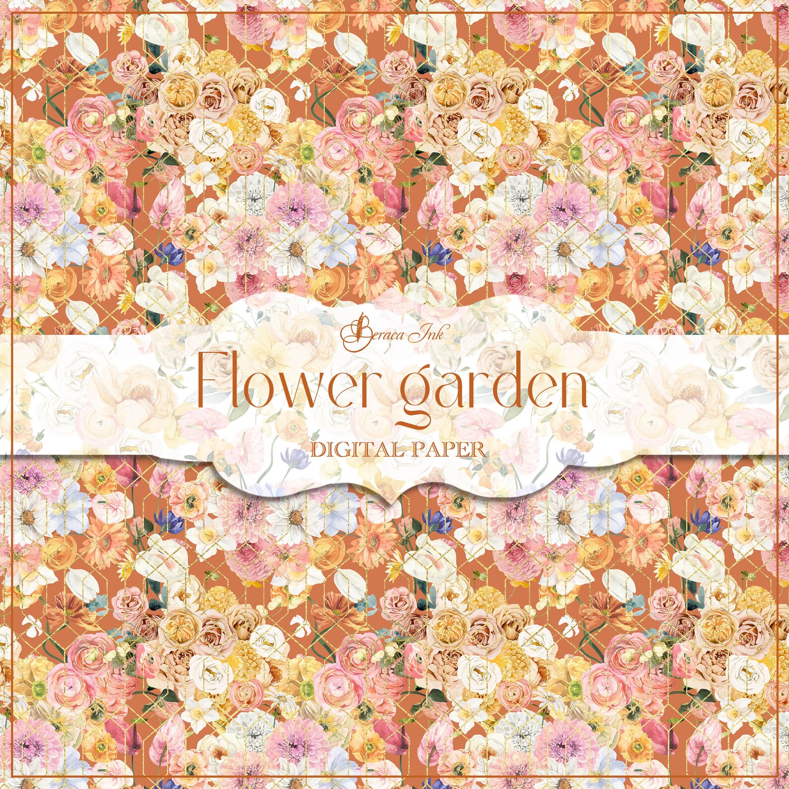 Flower Garden Digital Paper Seamless Pattern Bohemian - Etsy