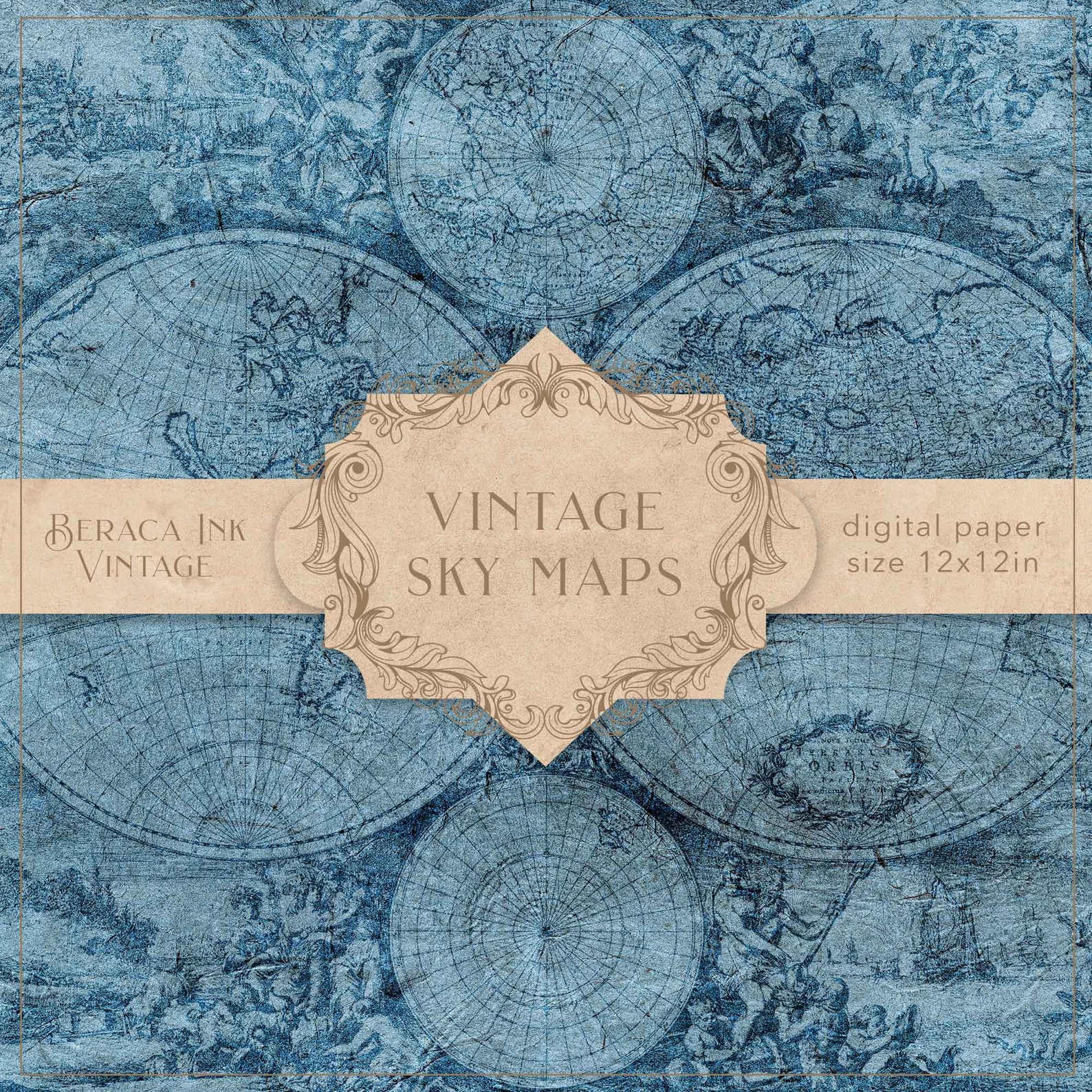 Vintage Sky Maps Digital Paper Antique Maps Junk Journal - Etsy