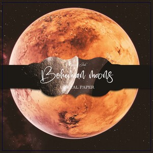 Bohemian Moons Digital Paper, Galaxy Backdrop, Space Paper, Boho ...