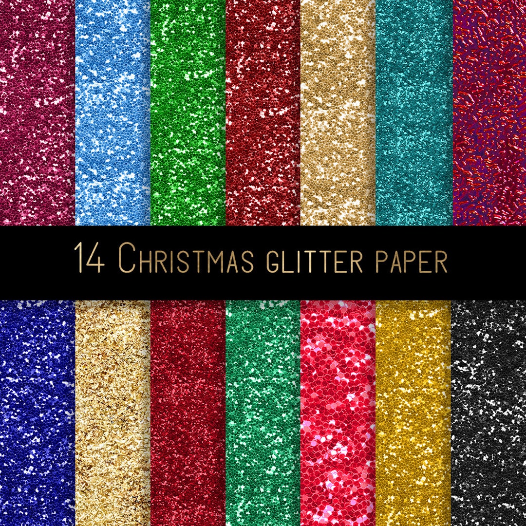 Christmas Glitter Digital Paper, Chunky Glitter Paper, Christmas ...