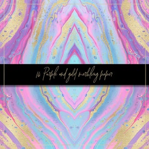 Purple Marbling Digital Paper, Colored Marble Background, Swirls ...