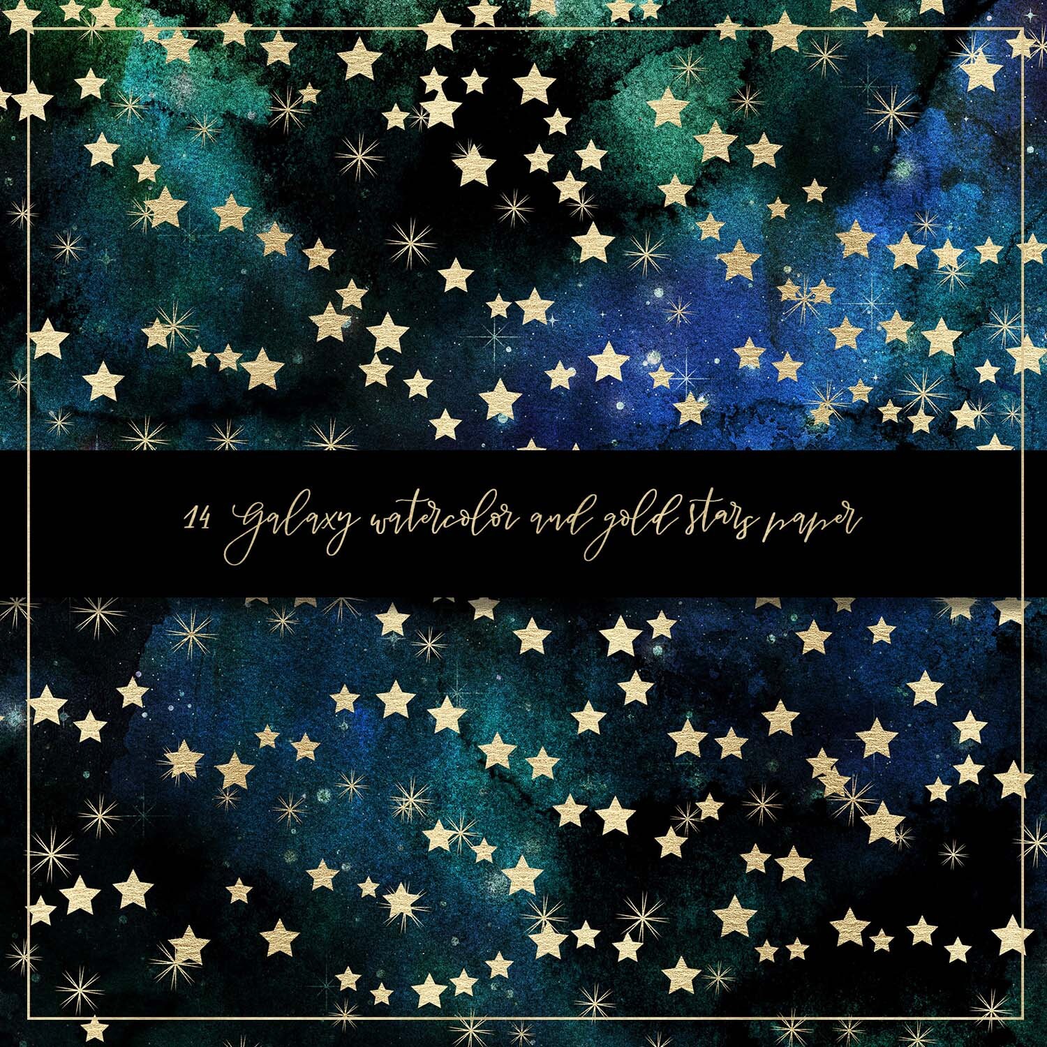 Galaxy Gold Stars Digital Paper Gold Stars Pattern - Etsy