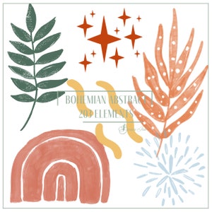 203 Bohemian Abstract Clipart, Boho Clip Art, Modern Elements ...