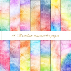 Rainbow Watercolor Digital Paper, Ombre Background, Rainbow Gradient ...