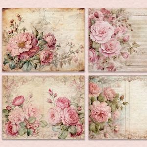 Vintage Roses Journal Pages, Printable Digital Pages, Pink Floral ...