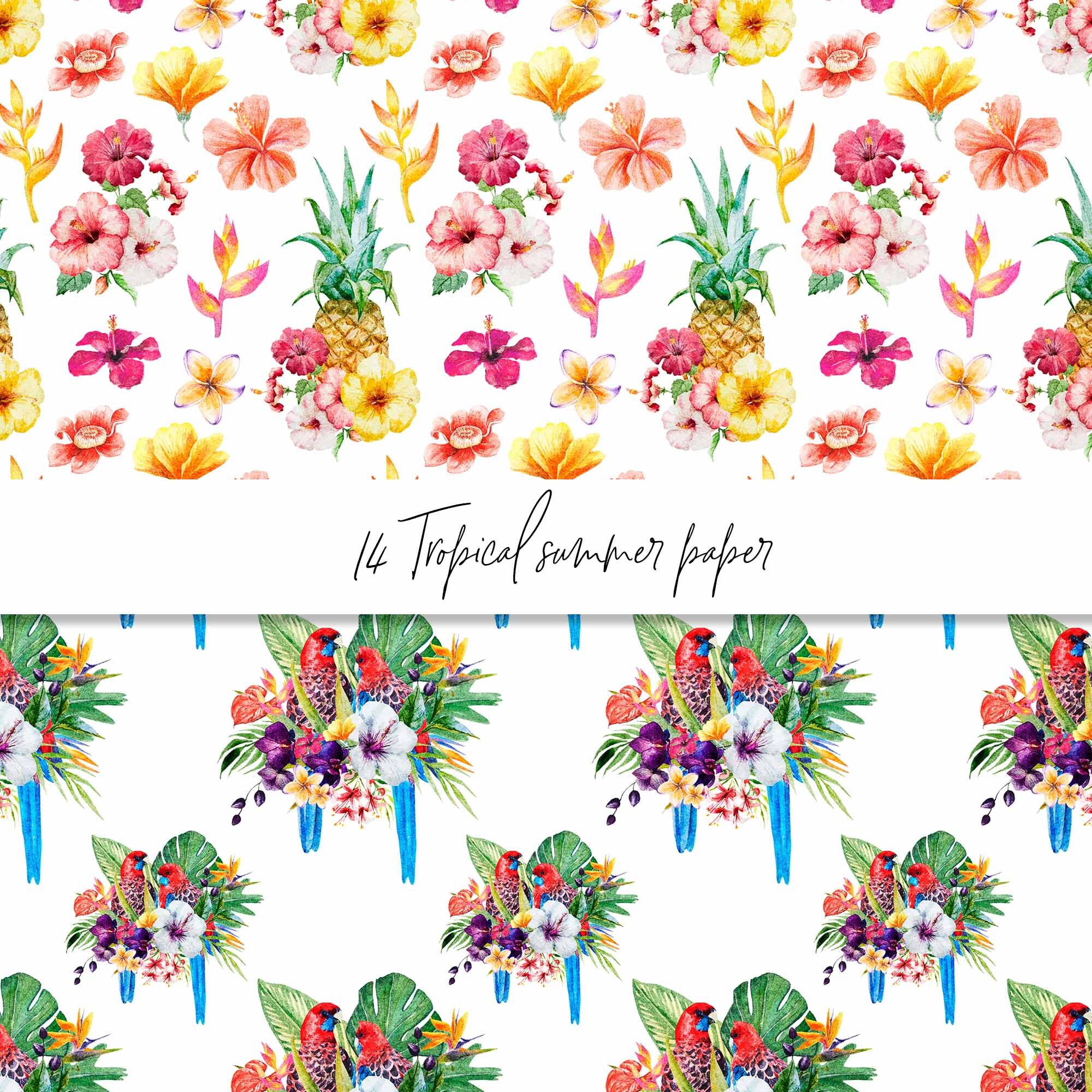 Tropical Summer Digital Paper Seamless Tropical Paper - Etsy