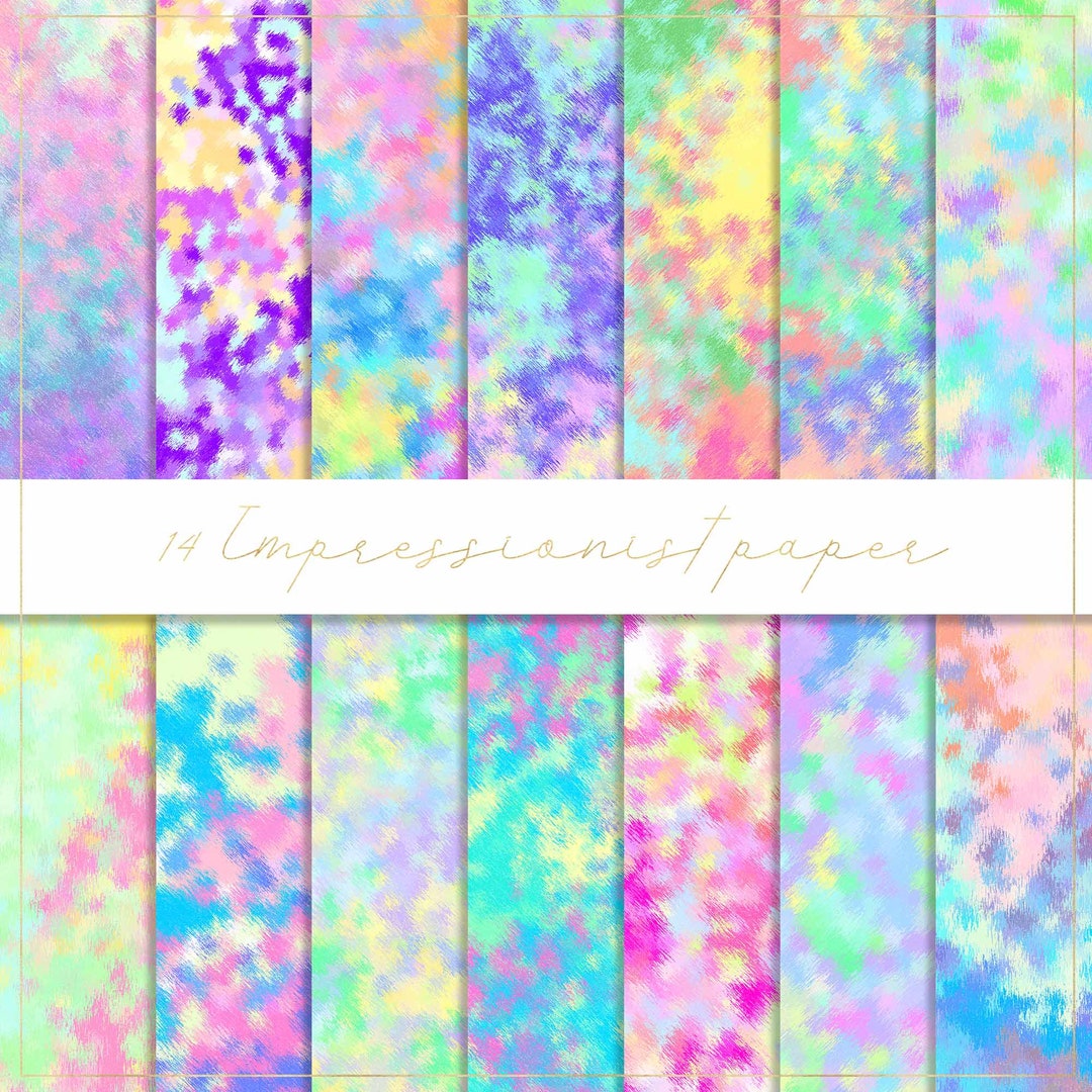 Impressionist Digital Paper, Dots Texture Backdrop, Pastel Background ...