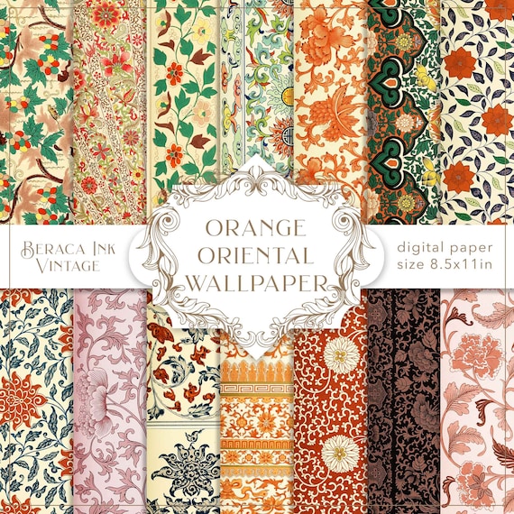 Prints Digital Prints Oriental Orange digital paper pack etna.com.pe
