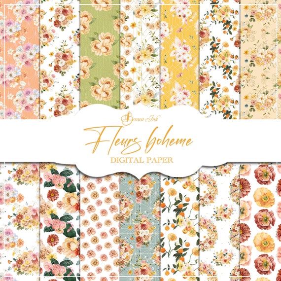 Fleurs Boheme Digital Paper Seamless Pattern Boho Floral - Etsy
