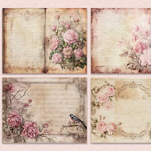 Vintage Roses Journal Pages, Printable Digital Pages, Pink Floral ...