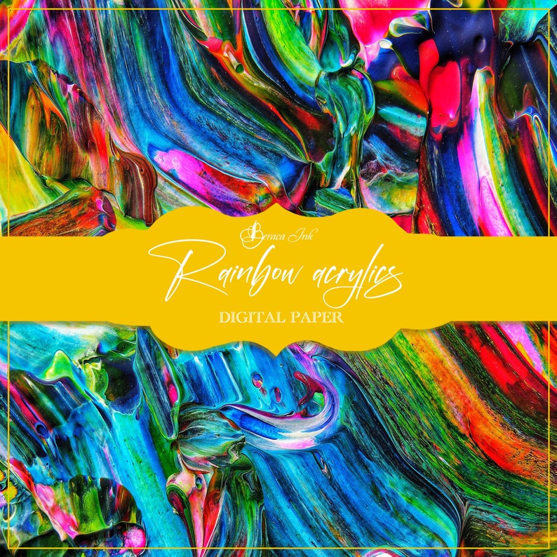 Rainbow Acrylics Digital Paper Rainbow Marble Swirls - Etsy