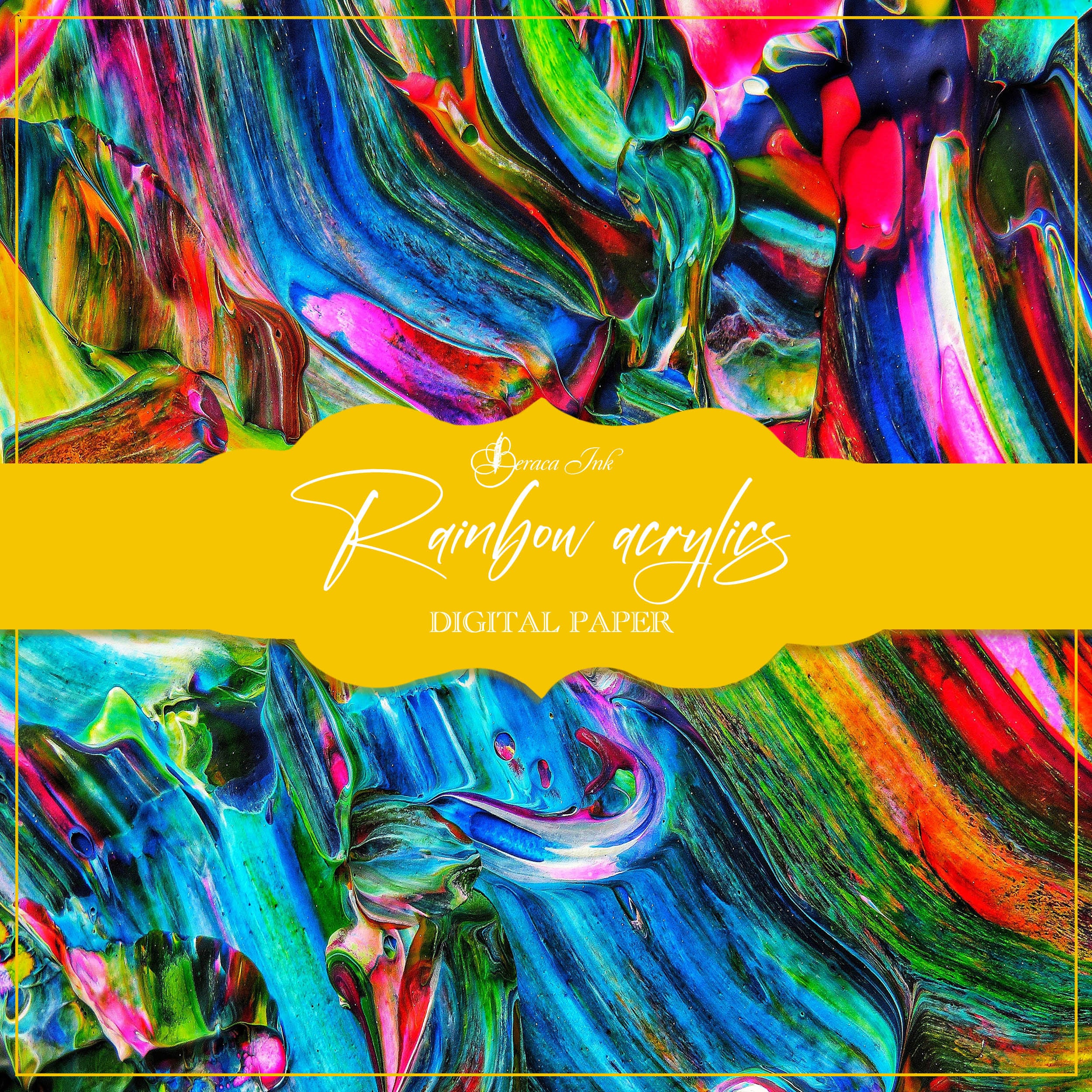 Rainbow Acrylics Digital Paper Rainbow Marble Swirls - Etsy