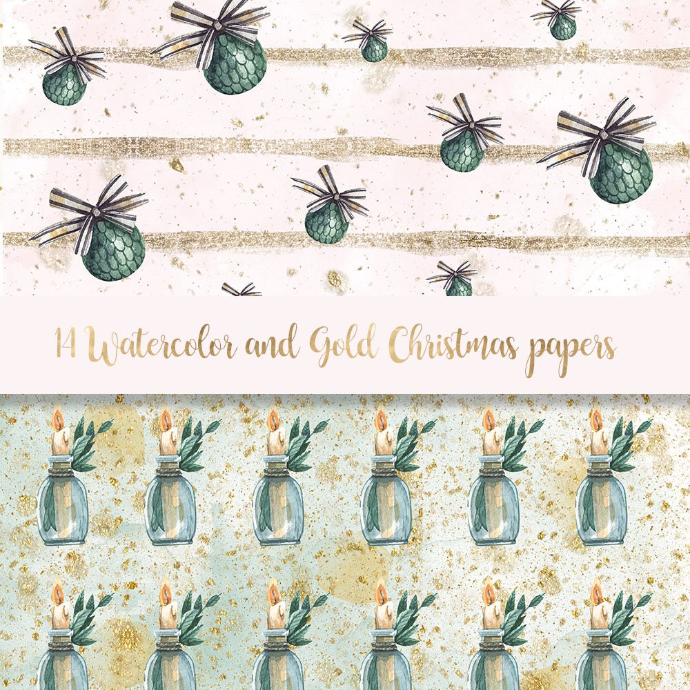 Watercolor Christmas Digital Paper Christmas Background - Etsy