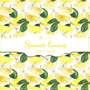 Summer Lemons Digital Paper, Seamless Pattern, Citrus Paper, Lemonade ...