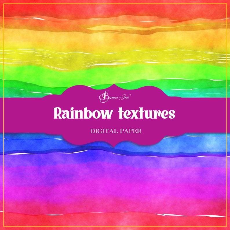 Rainbow Textures Digital Paper Watercolour Rainbow Colorful - Etsy