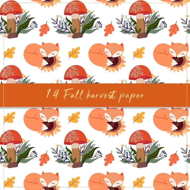Fall Harvest Digital Paper Seamless Pattern Autumn - Etsy