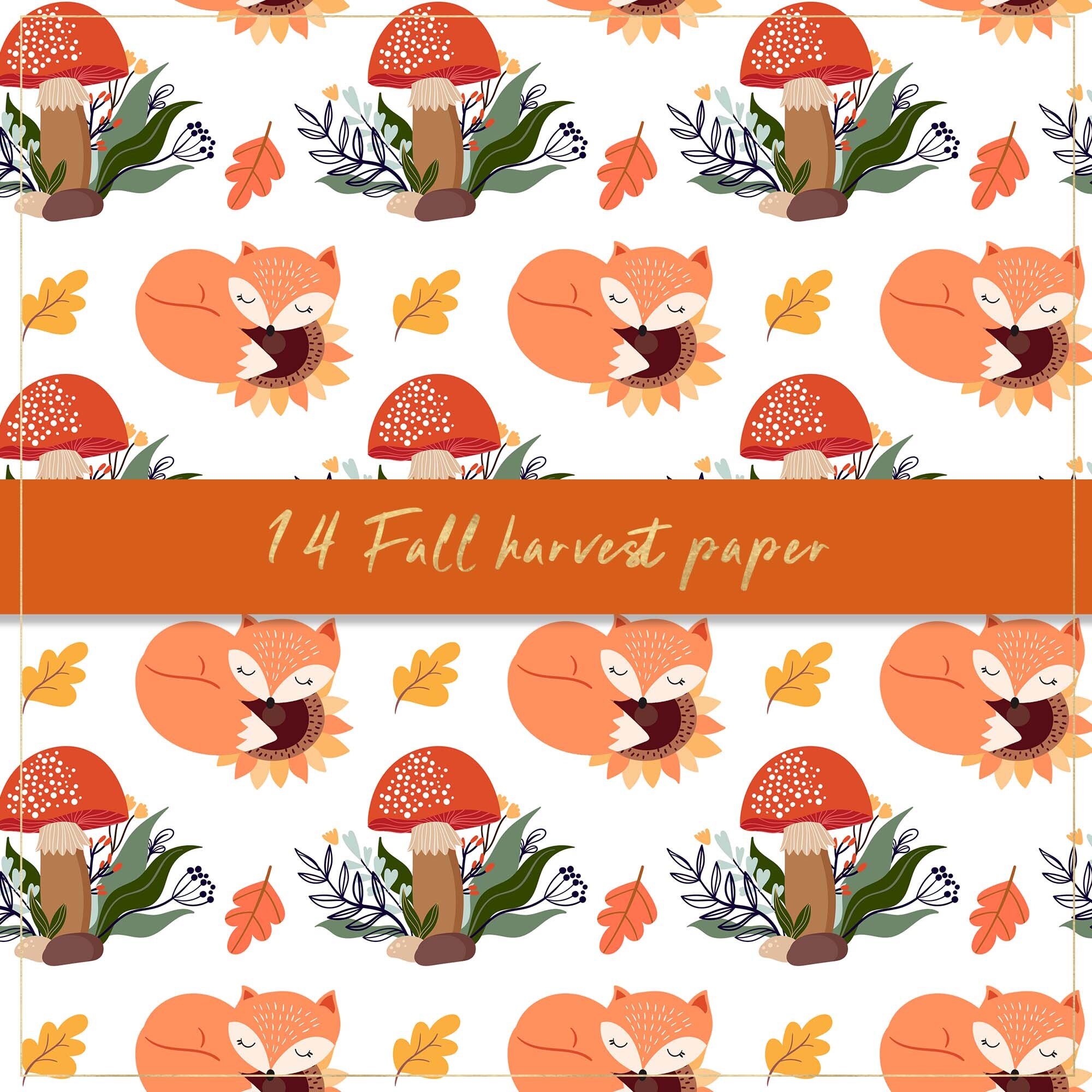 Fall Harvest Digital Paper, Seamless Pattern, Autumn Background ...