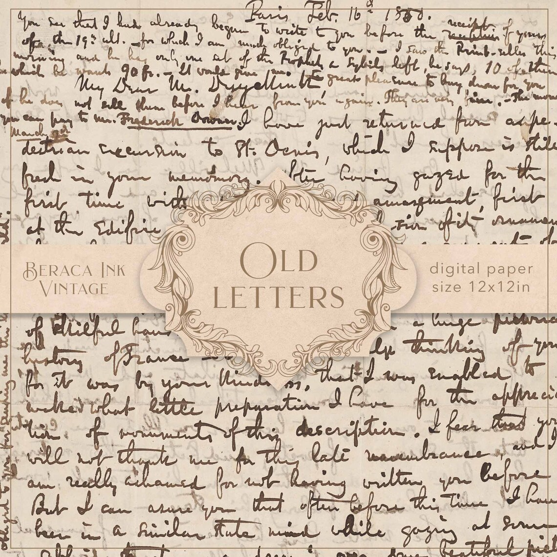 Old Letters Digital Paper, Antique Documents, Ephemera Paper, Vintage ...