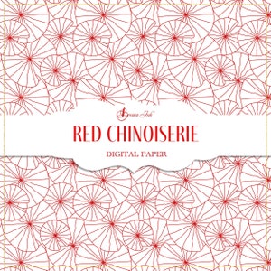 Red Chinoiserie Digital Paper, Seamless Pattern, Asian Wallpaper ...