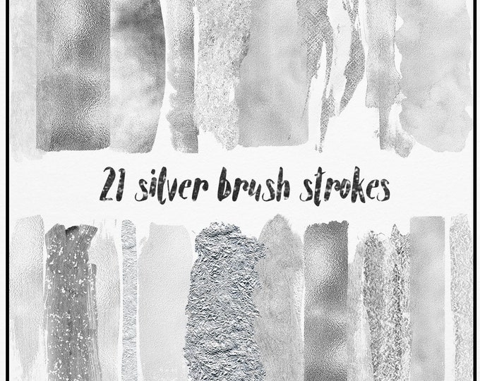 Silver Brush Strokes Silver Watercolor Clipart Silver - Etsy