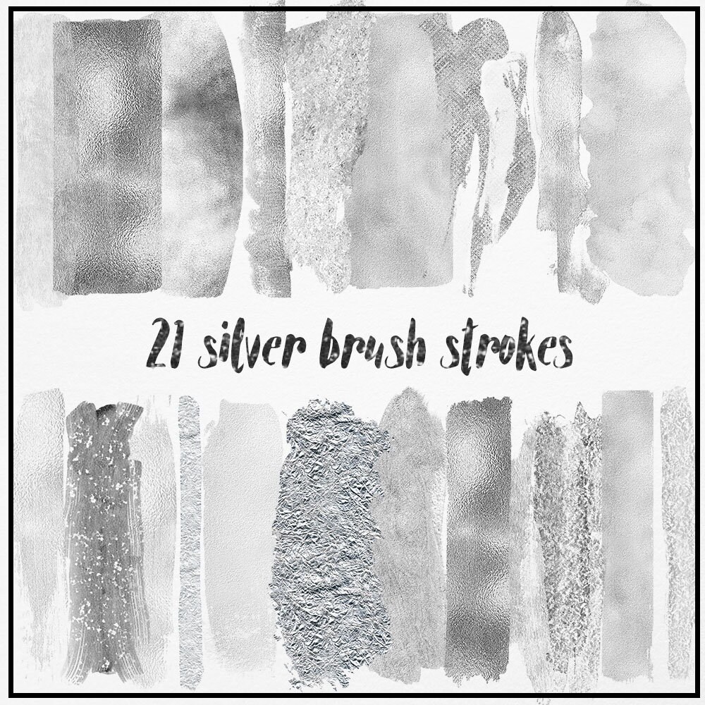 Silver Brush Strokes Silver Watercolor Clipart Silver - Etsy
