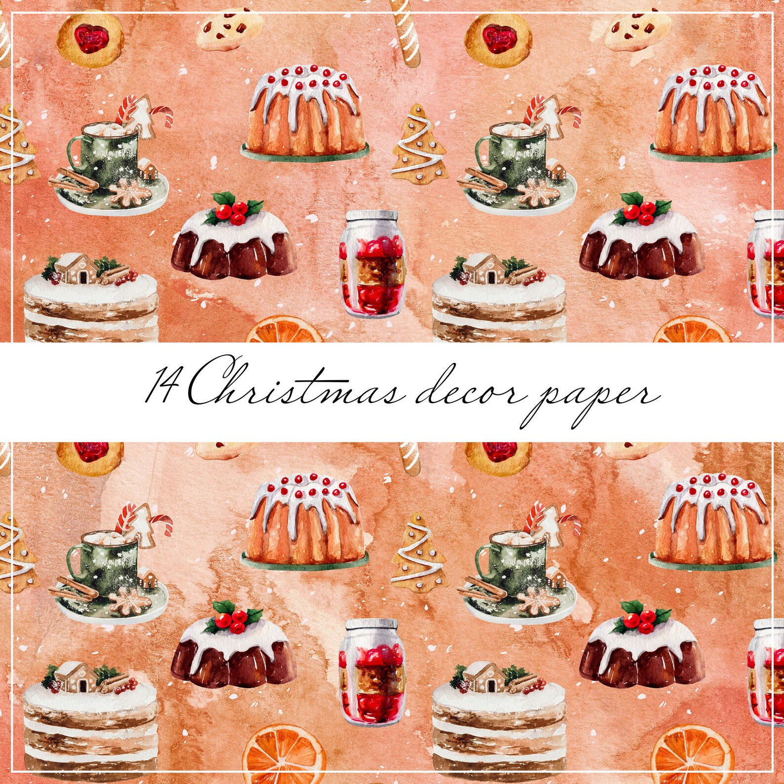 Christmas Decor Digital Paper Seamless Floral Pattern - Etsy