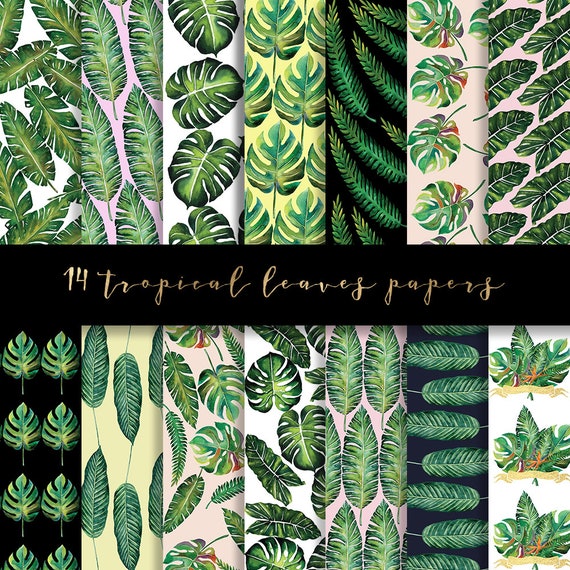 Tropical Leaves Digital Paper Tropical Paper Tropical - Etsy Australia