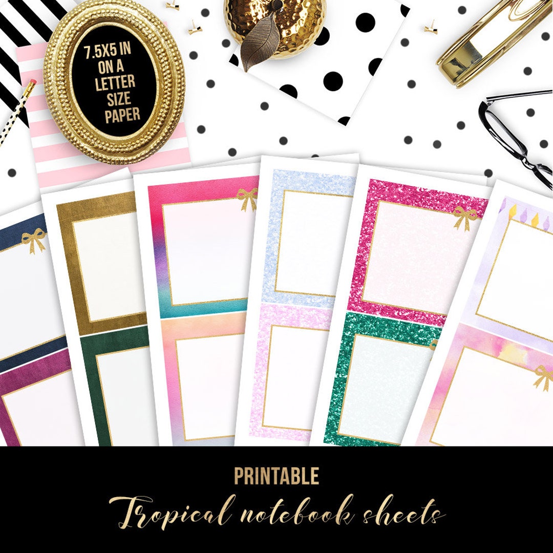 Printable Notebook, Gold Notebook, Watercolor Stationery, Glitter ...