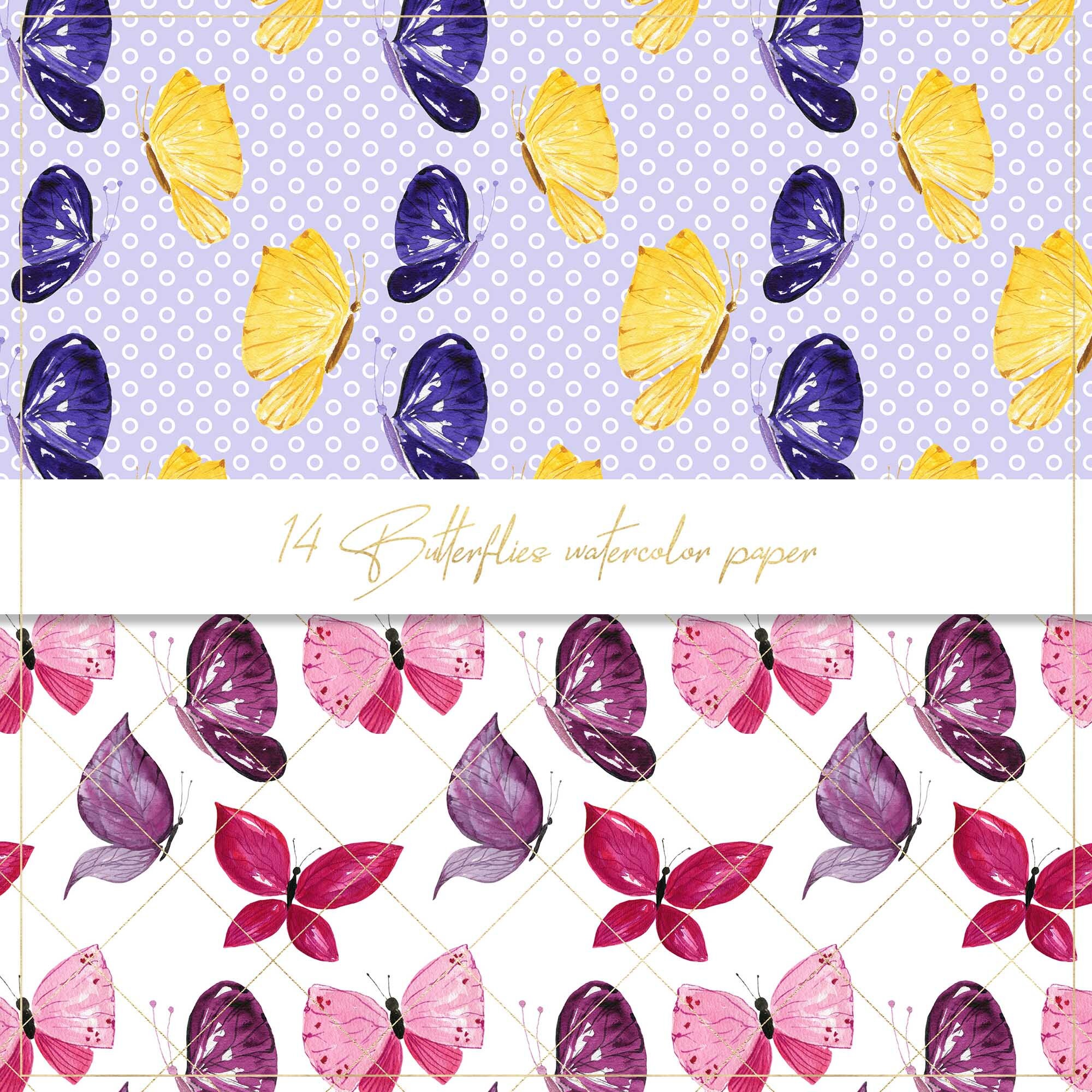 Butterflies Digital Paper, Seamless Pattern, Spring Butterfly ...