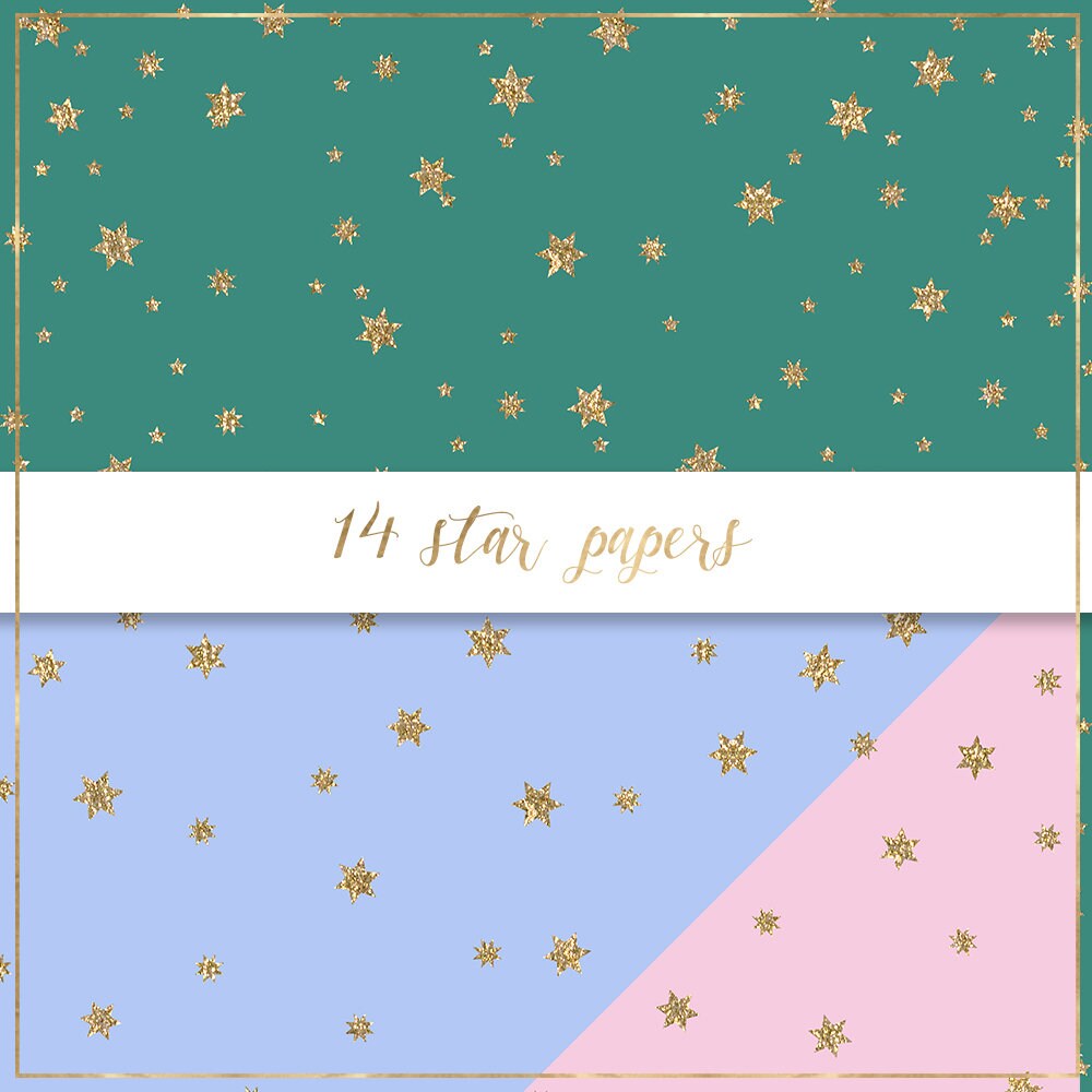 Gold Stars Digital Paper Gold Stars Paper Scrapbook Paper - Etsy
