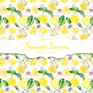 Summer Lemons Digital Paper, Seamless Pattern, Citrus Paper, Lemonade ...