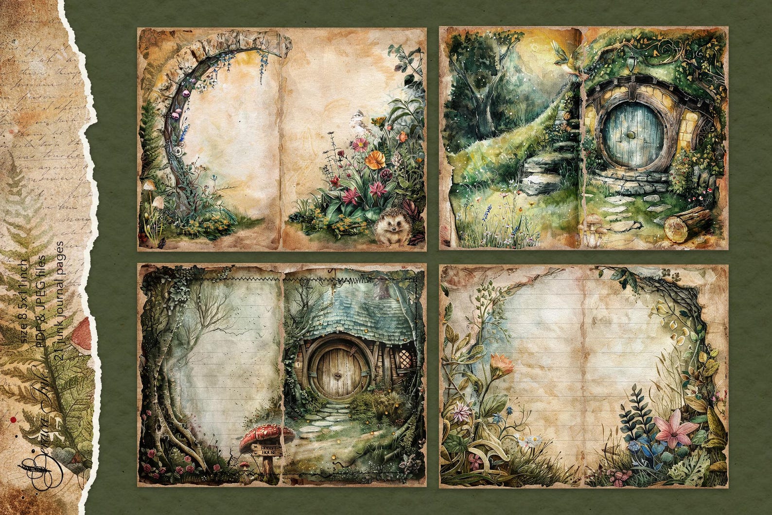 Hobbit House Garden Journal Pages, Hobbit Junk Journal, Forest Digital ...