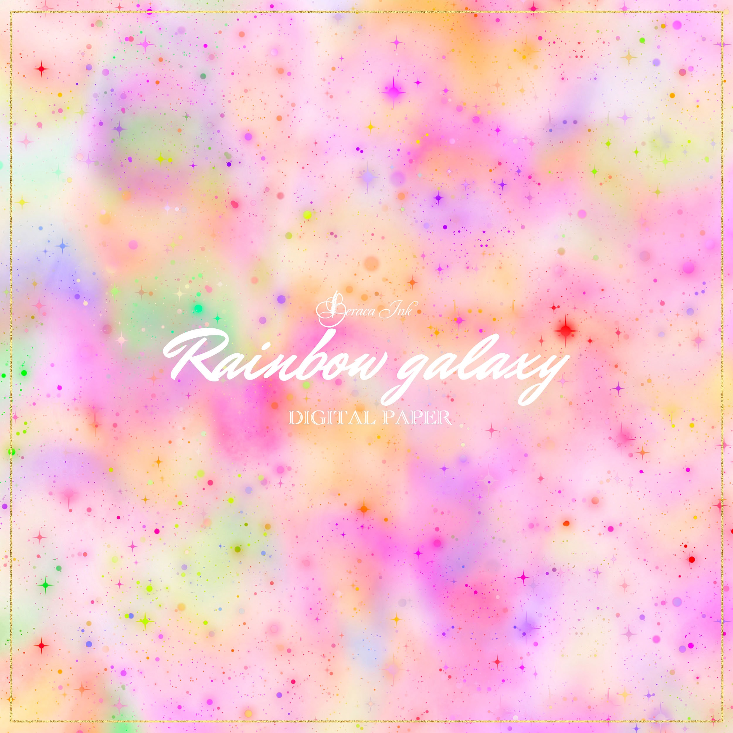 Rainbow Galaxy Digital Paper Stars Pattern Pink Galaxy | Etsy