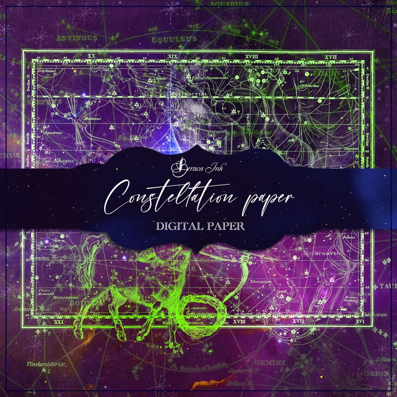 Constellation Digital Paper, Galaxy Backdrop, Star Map Paper, Outer ...