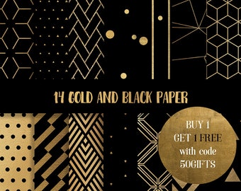 Black and gold digital paper black and gold scrapbook paper