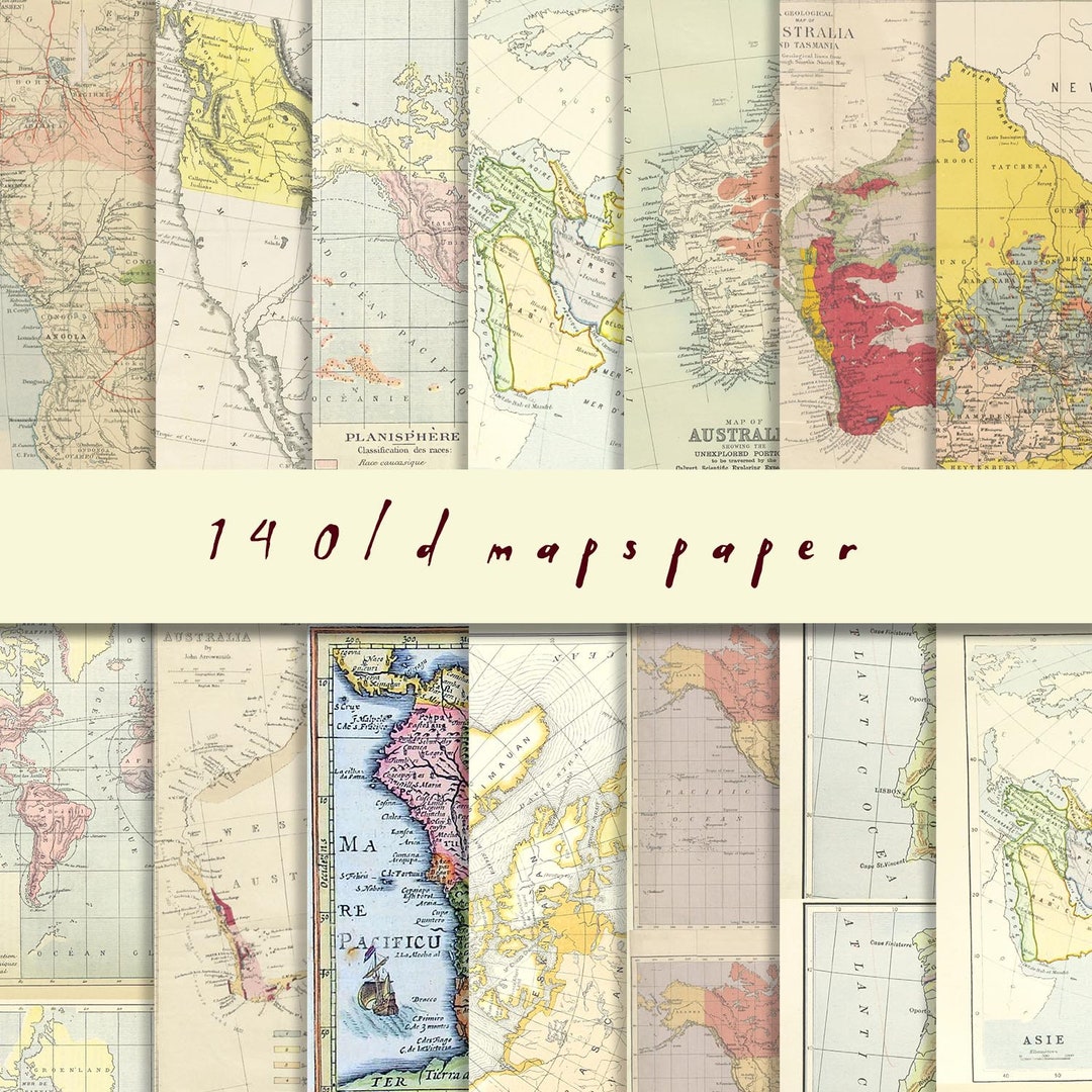 Old Maps Digital Paper, Vintage World Maps, Ephemera Paper, Antique ...